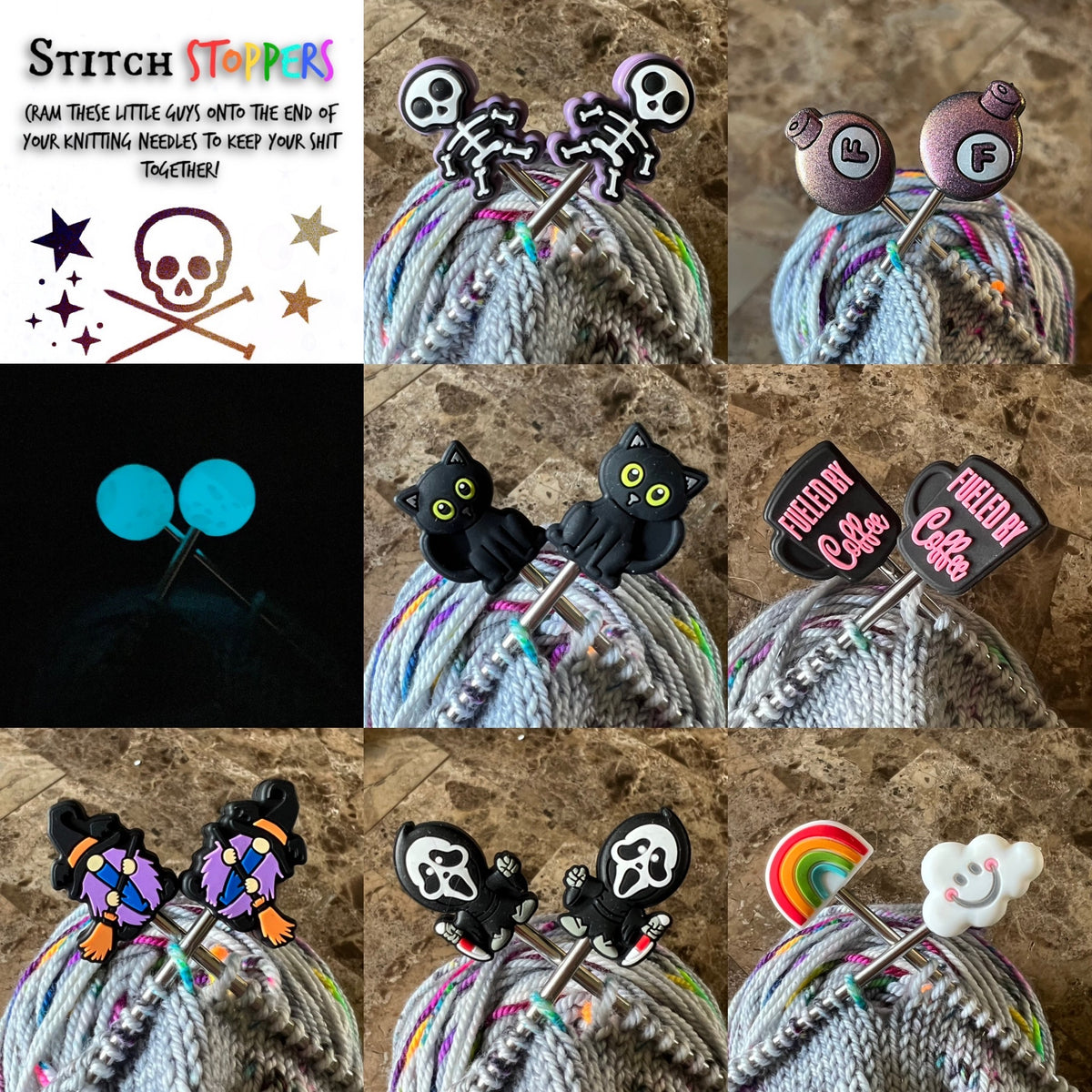Stitch Stoppers from A Whimsical Wood Yarn Co.